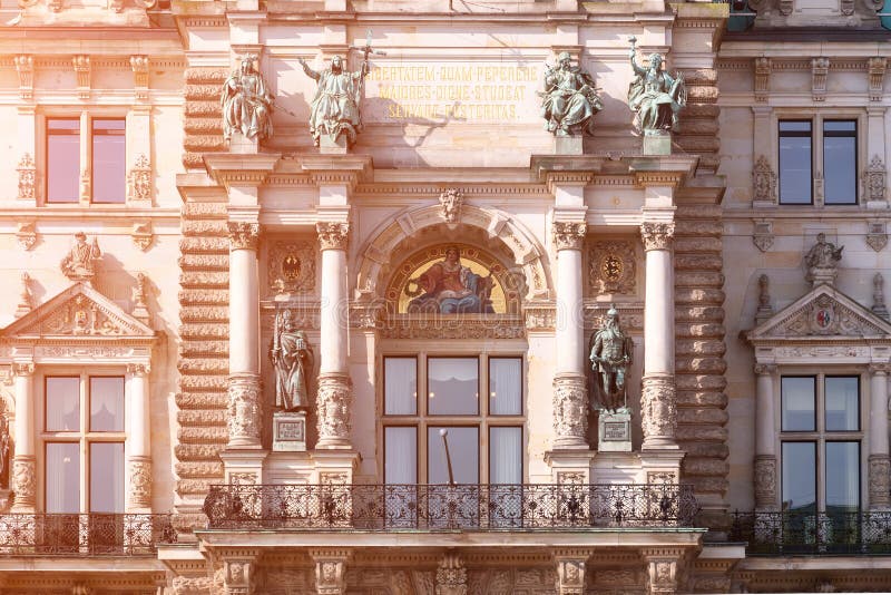 Beautiful Old House Facade in Hamburg. Front View Stock Image - Image ...