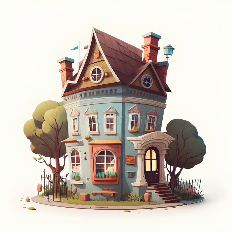 Beautiful Old House in the Style of a Cartoon. Vector Illustration ...
