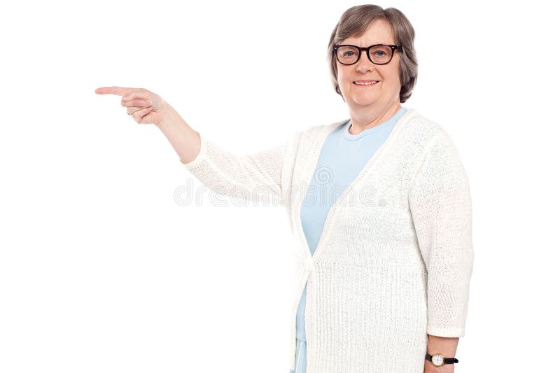 Beautiful Old Lady Pointing Away Stock Image - Image of casual ...