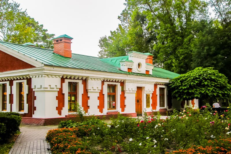 Beautiful Old Manor on a Background of Green Trees in Spring Stock ...
