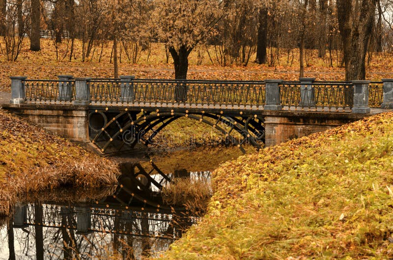 Beautiful Old Pedestrian Bridge Over the Water Stock Image - Image of ...