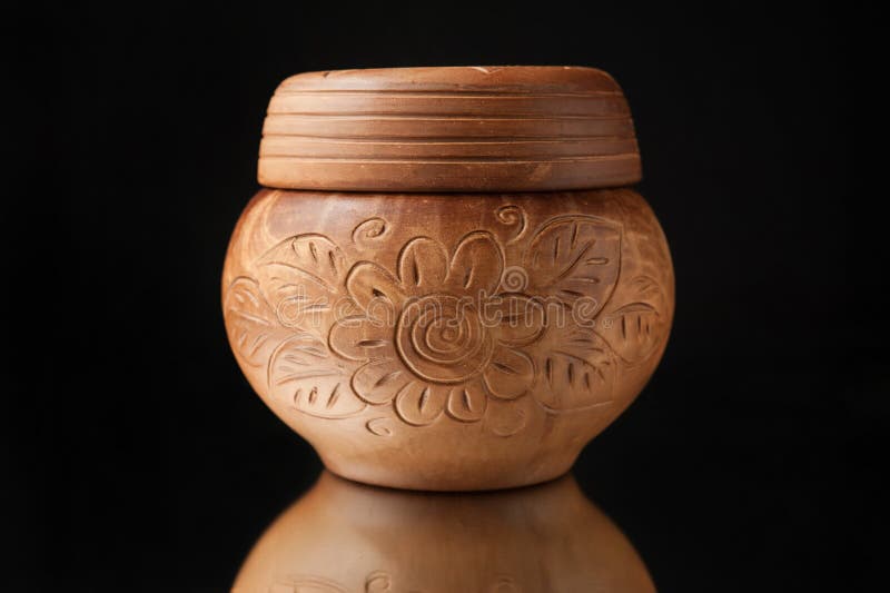 Beautiful Old Pot of Clay with Patterns Stock Photo - Image of cuisine ...