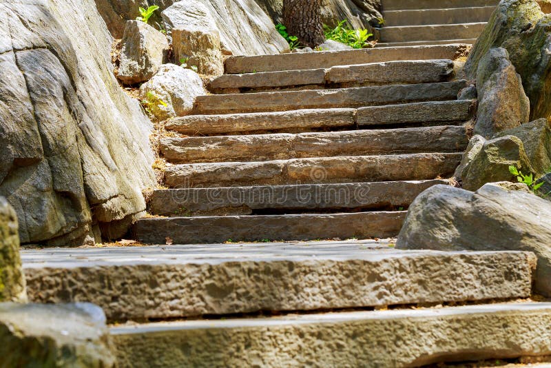 Beautiful Old Stone Stairs Stone Steps in Summer Park Stock Photo ...