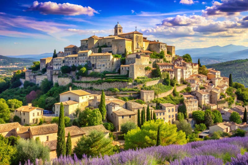 Beautiful Old Town of Provence Stock Illustration - Illustration of ...