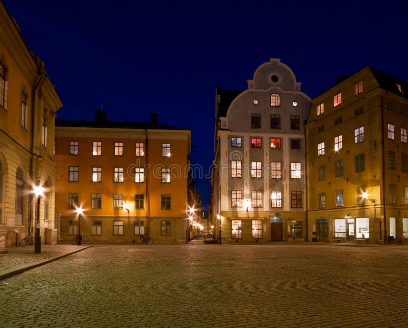 Beautiful Old Town Square at Night. Stock Image - Image of twilight ...