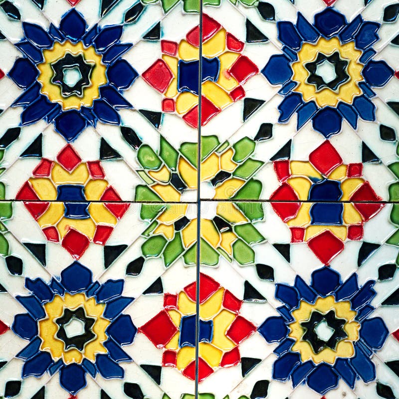 Old Wall Ceramic Tiles Patterns Handcraft from Thailand Public. Stock ...