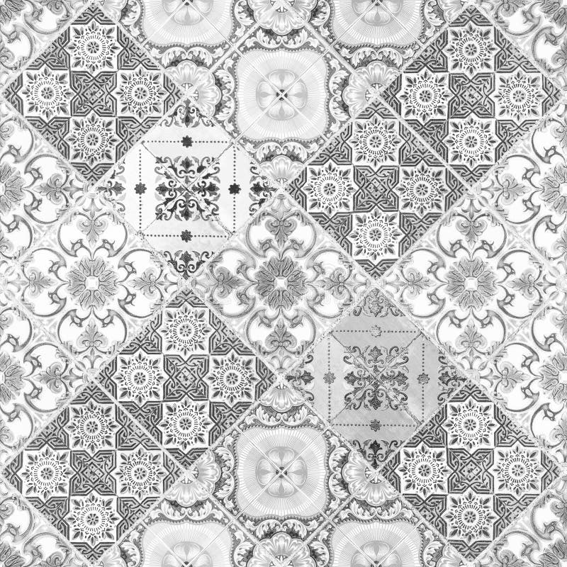 Beautiful Old Wall Ceramic Tiles Patterns in the Park Public. Stock ...