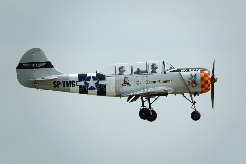 Beautiful Old Yak 52 Light Trainer Aircraft in the Air Editorial Stock ...