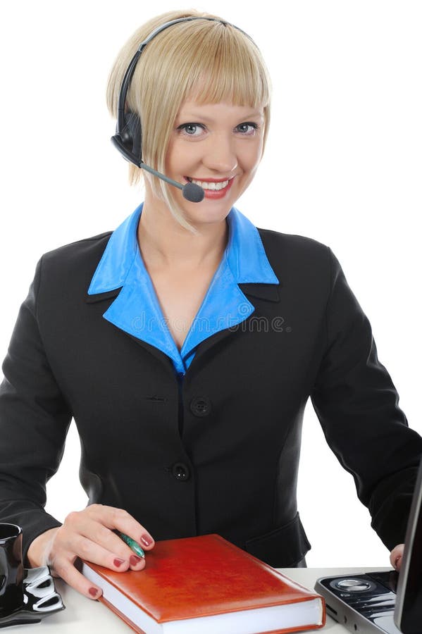 Beautiful Operator Smiling and Looking at Camera Stock Image - Image of ...