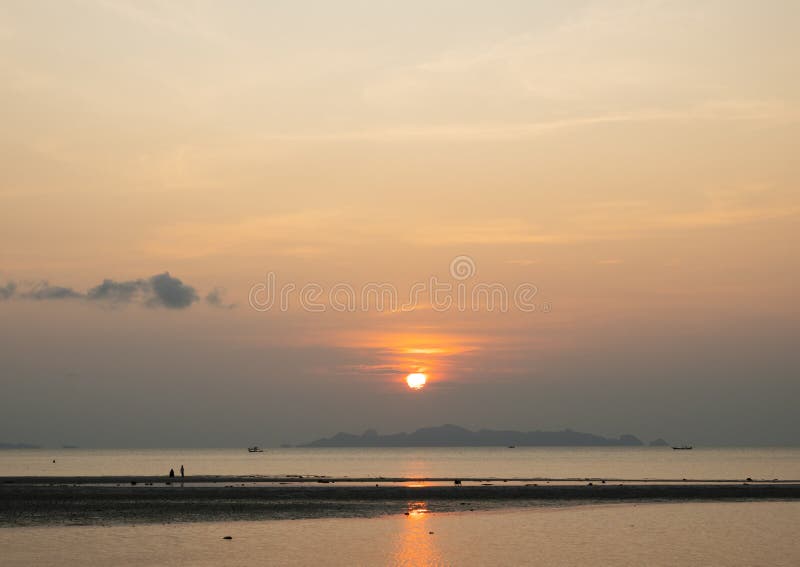 Beautiful Orange Beach Sea Sky Sunset Wallpaper Stock Image - Image of ...