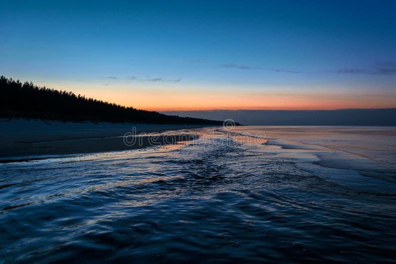 Beautiful Orange and Blue Dusk on the Sea Side Stock Photo - Image of ...