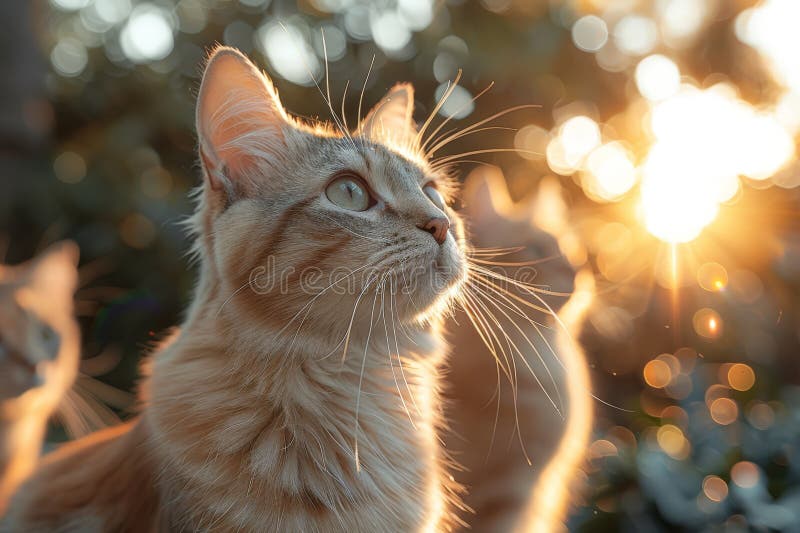 A Beautiful Orange Cat in the Sunlight Looking Up, Perfect for Nature ...