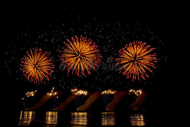 Bright orange firework. stock image. Image of disperse - 132110909