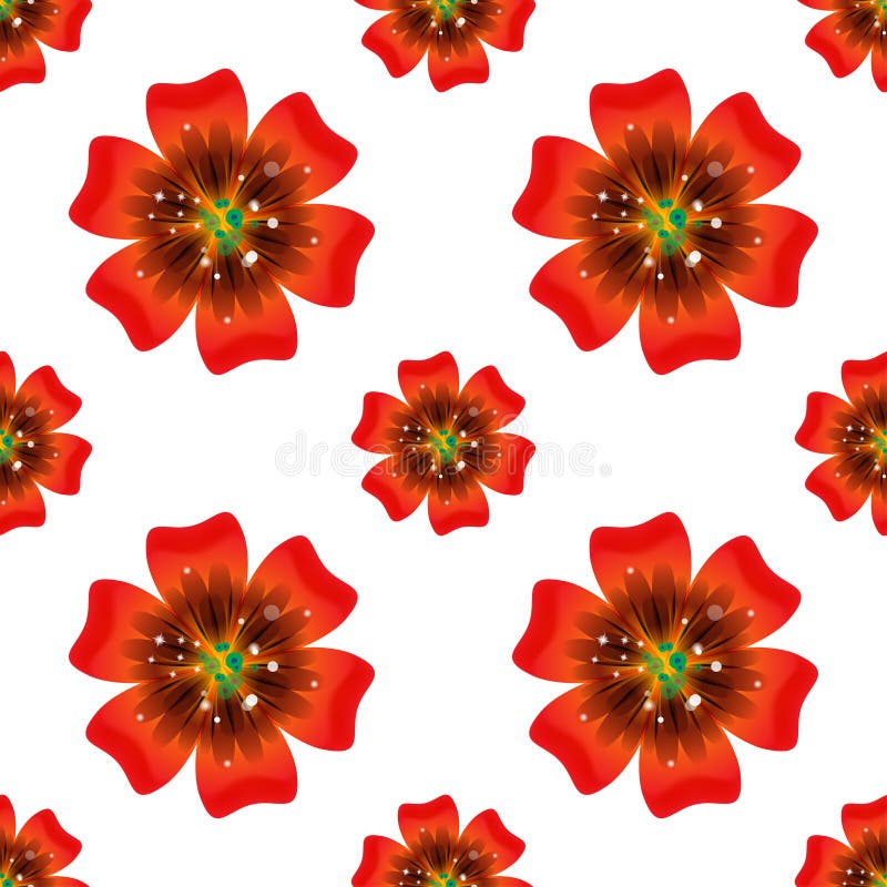 Beautiful Orange Flower. Seamless Floral Pattern Stock Illustration ...