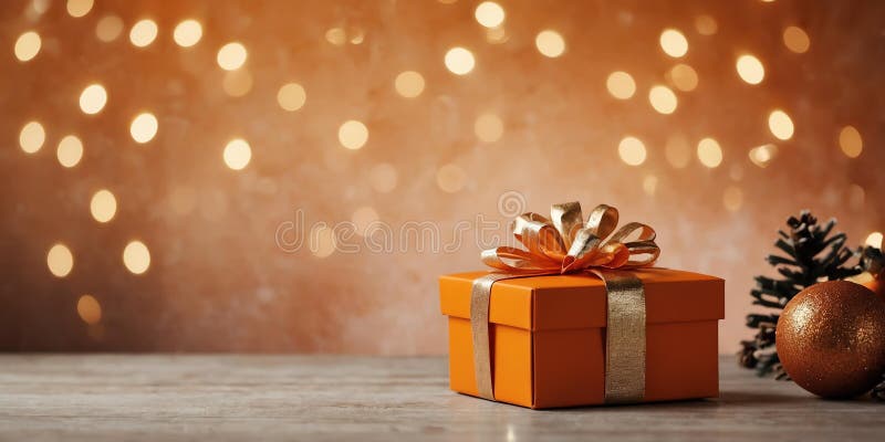 Beautiful Orange Gift Box on an Aesthetic Chris Ai Generated Stock ...