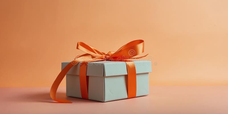 Beautiful Orange Gift Box on a Pastel Orange Ae Ai Generated Stock ...