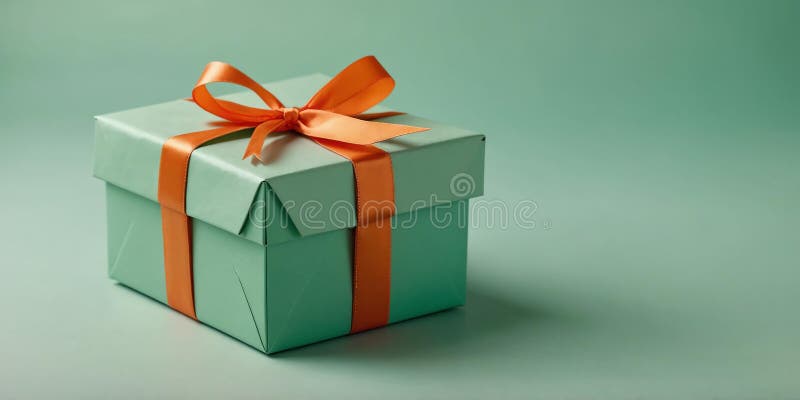 Beautiful Orange Gift Box on a Pastel Green Aes Ai Generated Stock ...
