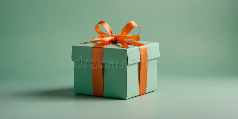 Beautiful Orange Gift Box on a Pastel Green Aes Ai Generated Stock ...