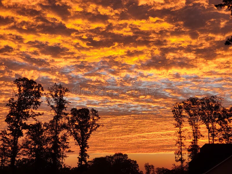 Beautiful Orange Sky in the Morning Stock Image - Image of sunrise ...