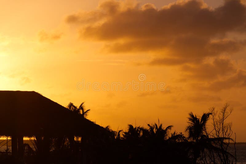 Beautiful Orange Sky of a Sunset Over the Village Stock Image - Image ...