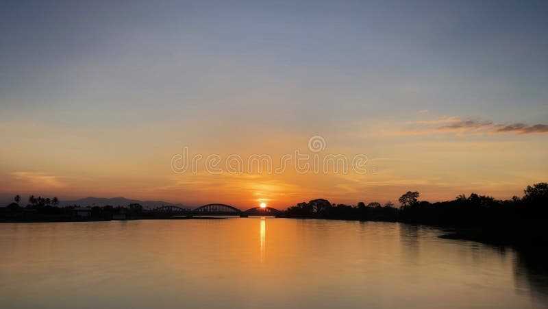Beautiful Orange Sunset at Muda River Stock Image - Image of sunset ...