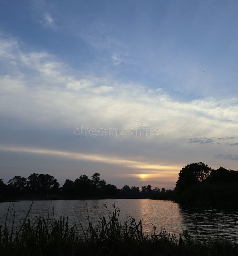 An Orange Sunset at the Lake Side Stock Image - Image of side, dusk ...