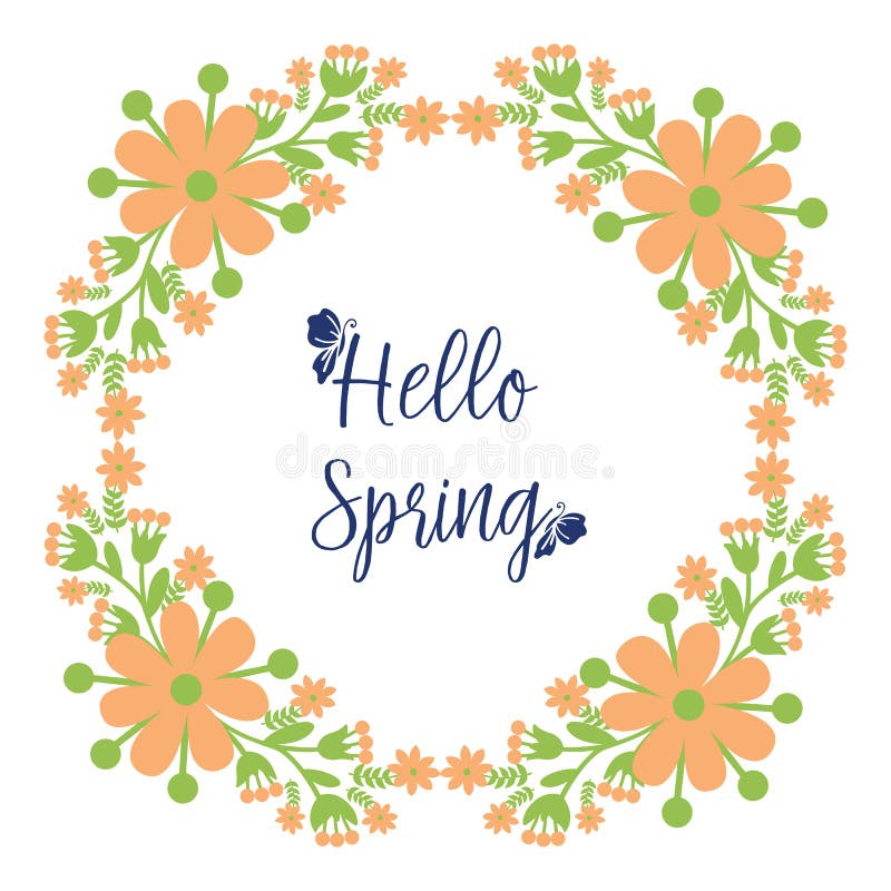 Beautiful Orange Wreath Frame, for Hello Spring Greeting Card Wallpaper ...