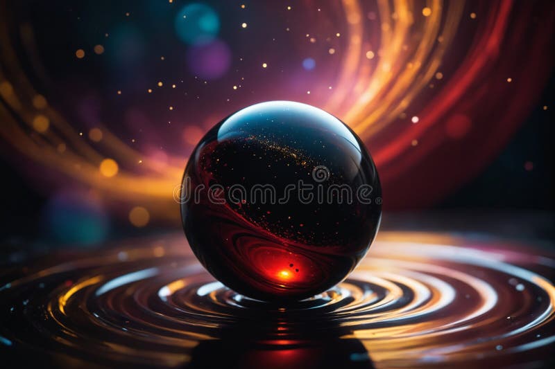 A Beautiful Orb Floating on a Swirling Vortex of Beautiful Black Thick ...