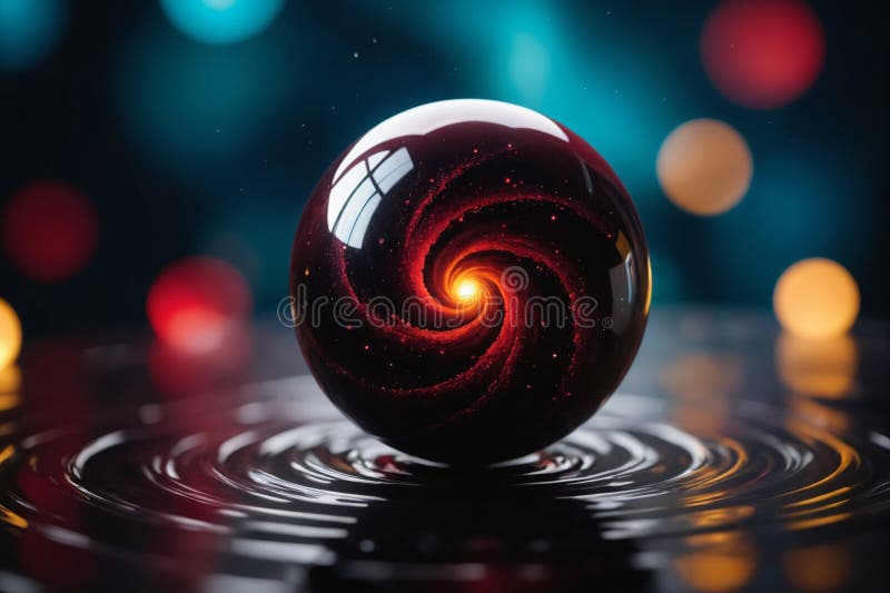 A Beautiful Orb Floating on a Swirling Vortex of Beautiful Black Thick ...