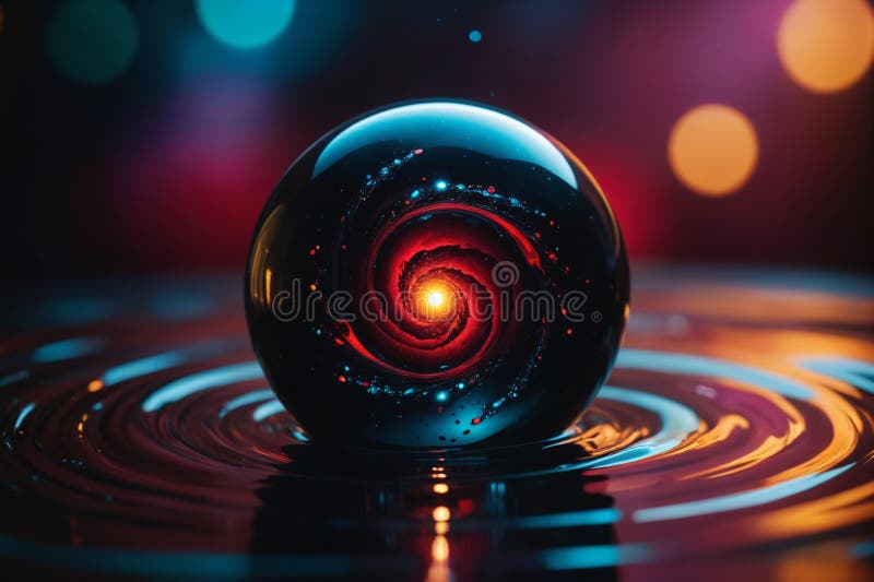 A Beautiful Orb Floating on a Swirling Vortex of Beautiful Black Thick ...