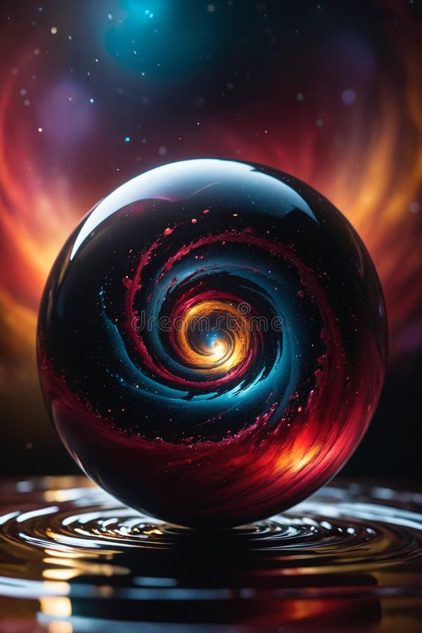 A Beautiful Orb Floating on a Swirling Vortex of Beautiful Black Thick ...