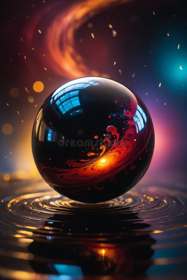 A Beautiful Orb Floating on a Swirling Vortex of Beautiful Black Thick ...