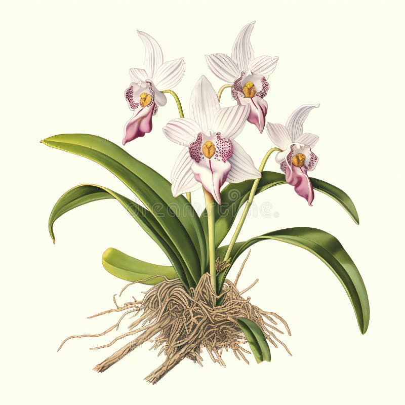 Beautiful Orchid with Roots Clipart Illustration Stock Illustration ...