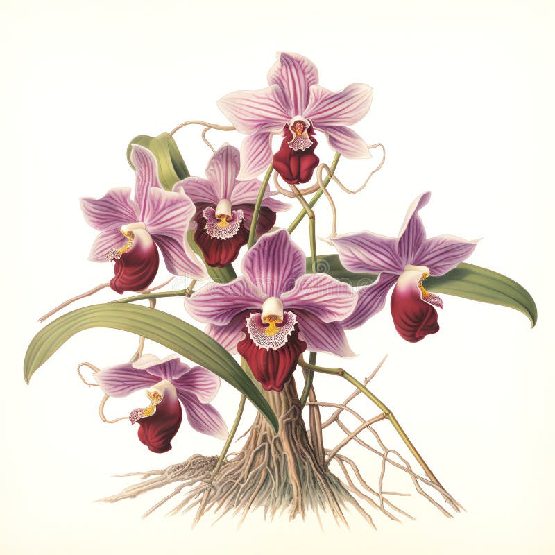 Beautiful Orchid with Roots Clipart Illustration Stock Illustration ...
