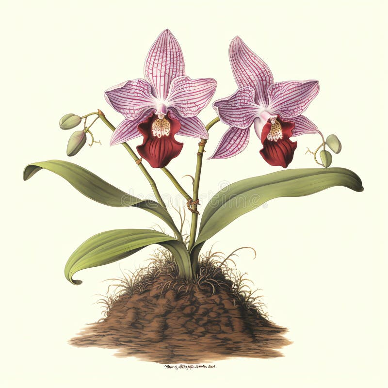 Beautiful Orchid with Roots Clipart Illustration Stock Illustration ...