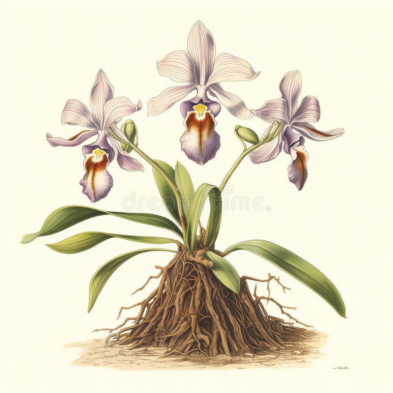 Beautiful Orchid with Roots Clipart Illustration Stock Illustration ...