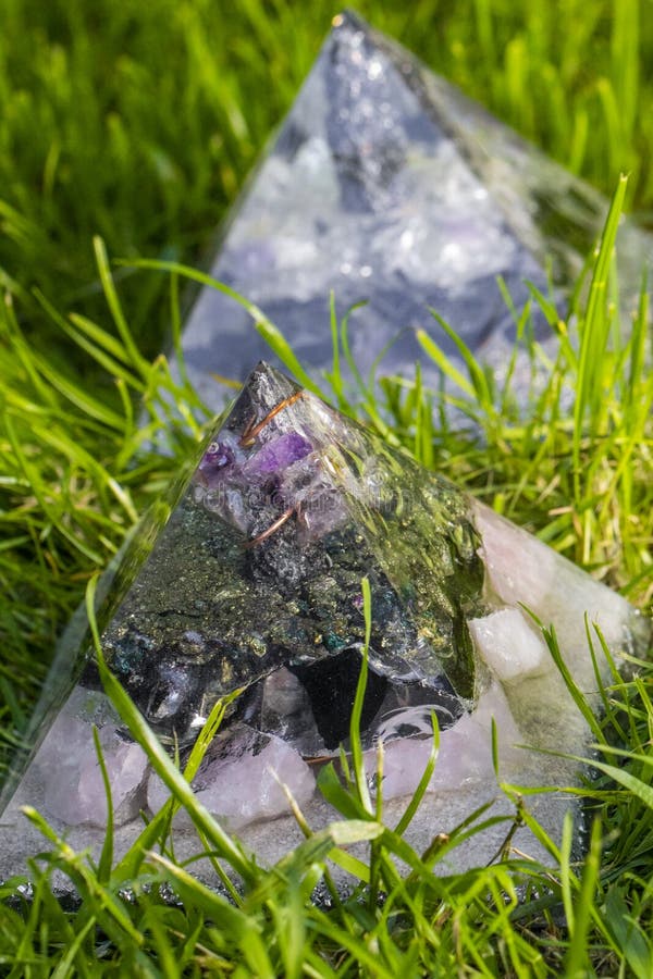 Beautiful Orgone Generator Pyramids in Grass Stock Photo - Image of ...