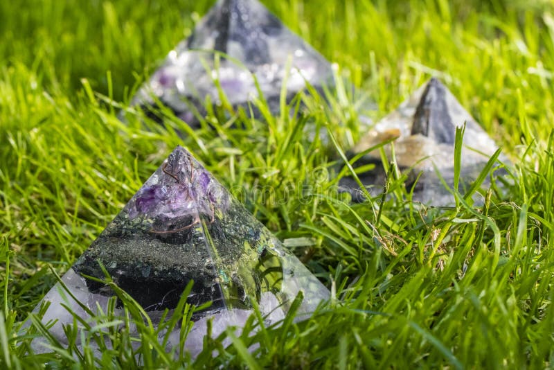 Beautiful Orgone Generator Pyramids in Grass Stock Photo - Image of ...