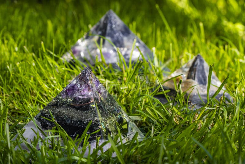 Beautiful Orgone Generator Pyramids in Grass Stock Photo - Image of ...