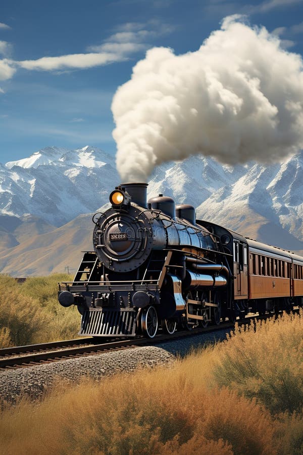 The Orient Express Train Moving at Speed with Mountains Generative AI ...