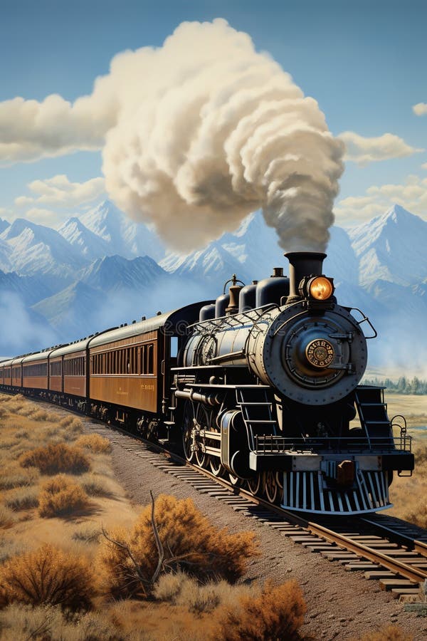 The Orient Express Train Moving at Speed with Mountains Generative AI ...