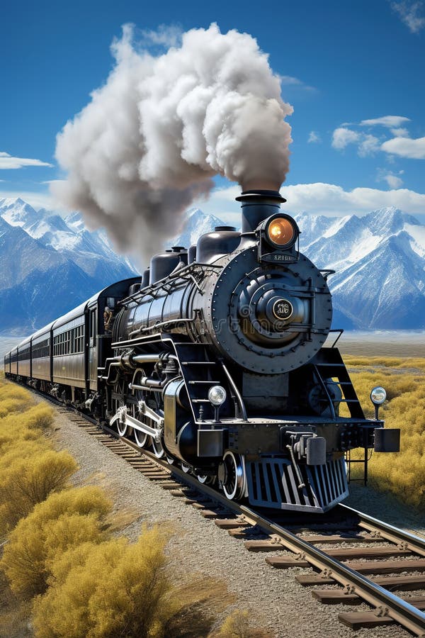 The Orient Express Train Moving at Speed with Mountains Generative AI ...