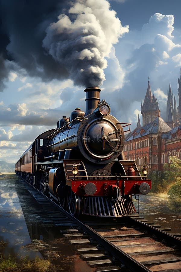 The Orient Express Train Moving at Speed with Mountains Generative AI ...