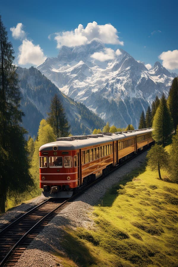 The Orient Express Train Moving at Speed with Mountains Generative AI ...