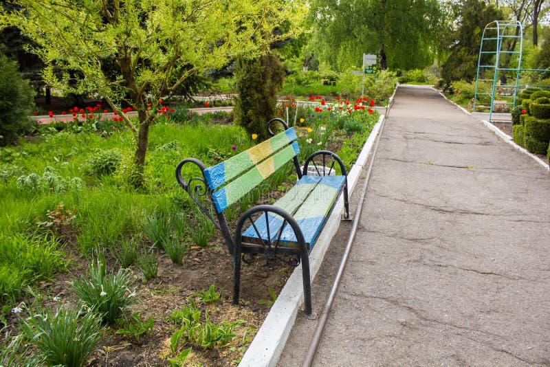 Beautiful Original Colored Bench Stock Image - Image of ancient, lonely ...