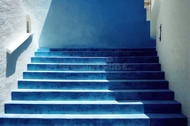 Beautiful Original Stairs in Building Made in Bright Blue Tones Stock ...