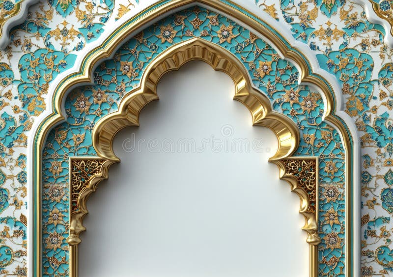 Ornate Arch Design with Intricate Blue and Gold Patterns for Interiors ...