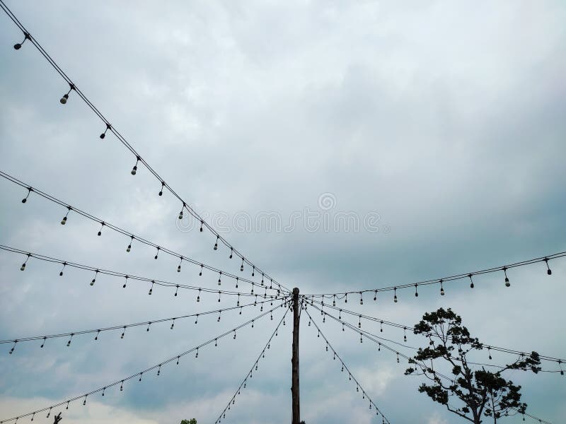 Beautiful Outdoor Hanging Lights View Stock Image - Image of outdoor ...