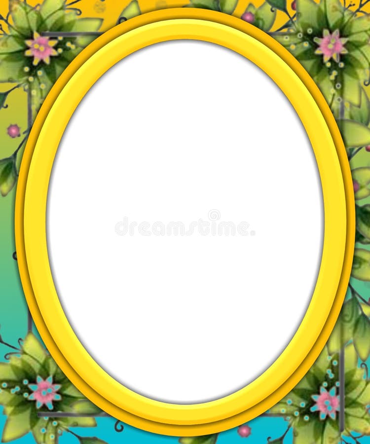 Beautiful Oval Photo Frames Stock Illustration - Illustration of yellow ...