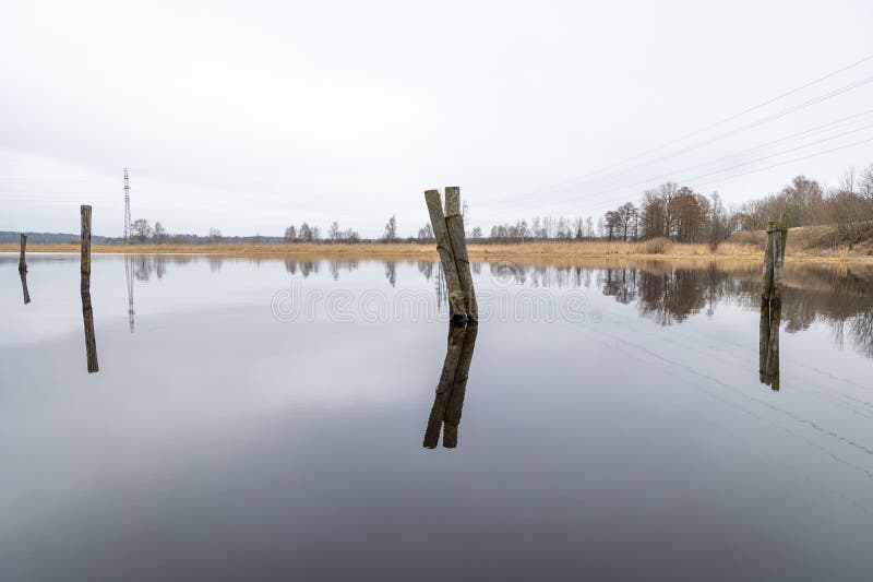 A Beautiful Overcast Spring Day Landscape at the River. Stock Photo ...